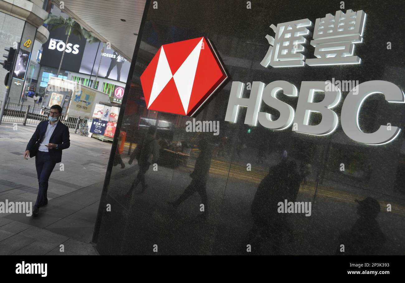 The HSBC Bank branch at Pedder street of Central, Hong Kong. 21FEB23 ...