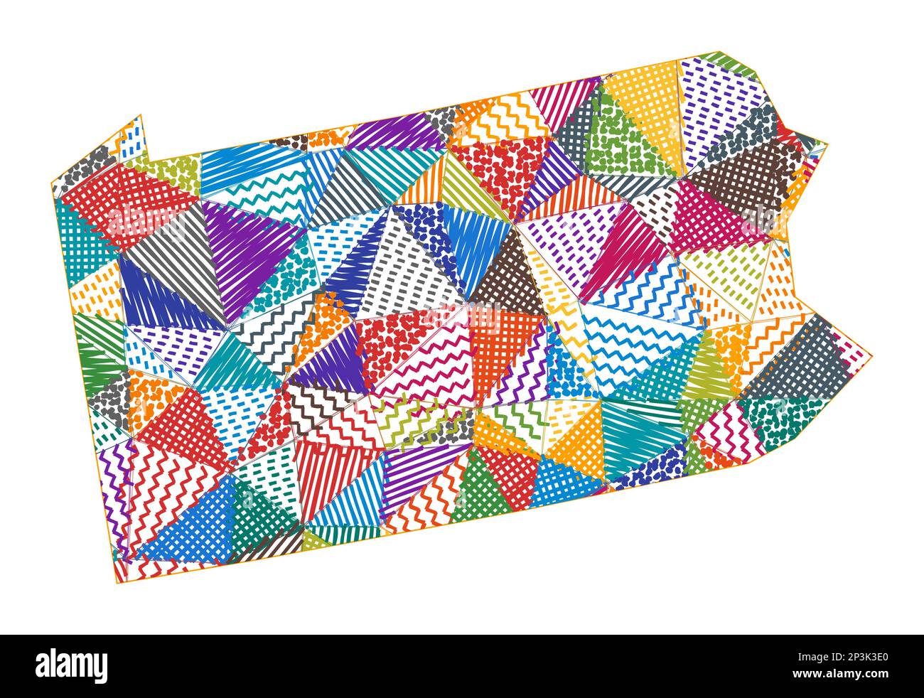 Kid style map of Pennsylvania. Hand drawn polygons in the shape of ...