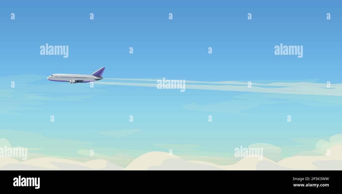Sky plane blue wing above clouds speed Stock Vector Images - Alamy