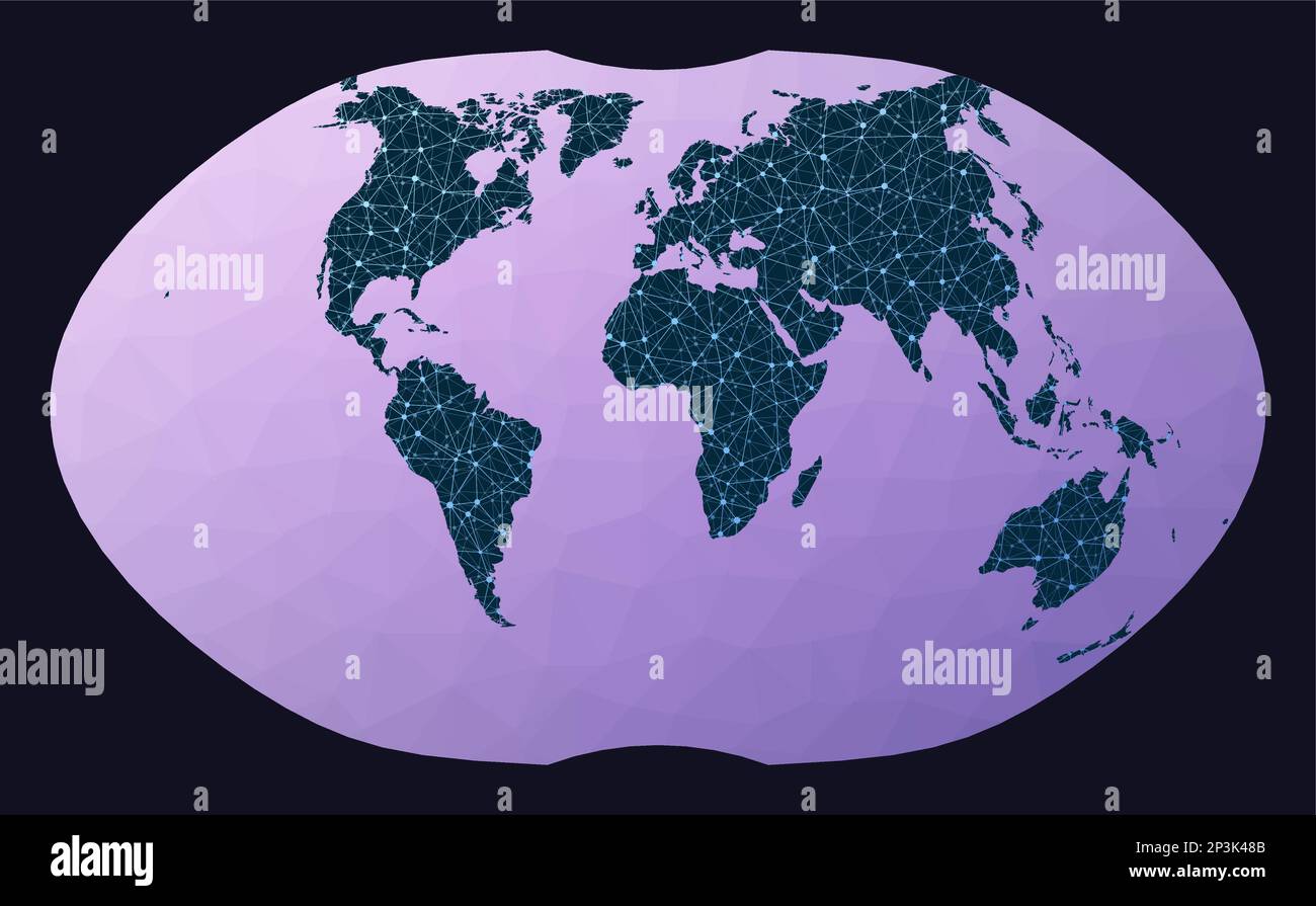 Illustration of global network. Ginzburg IV projection. World network ...