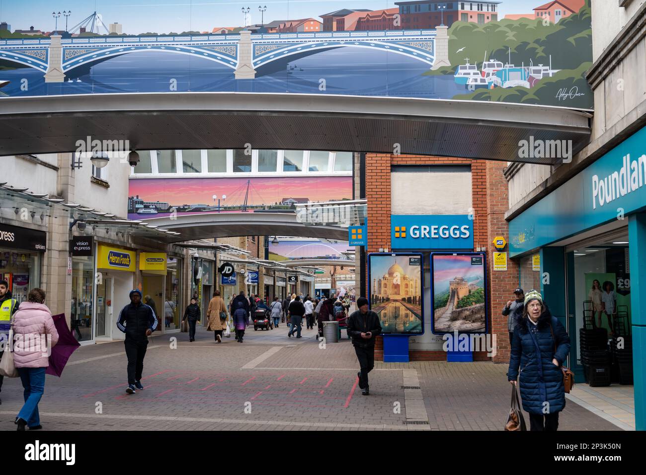 Shoppers at Wellington Square shopping centre in Stockton on Tees, UK ...