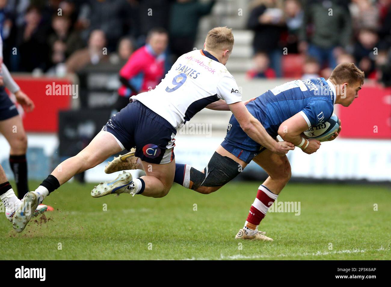 Sale Sharks' Joe Carpenter (right) scores his side's third try of the ...