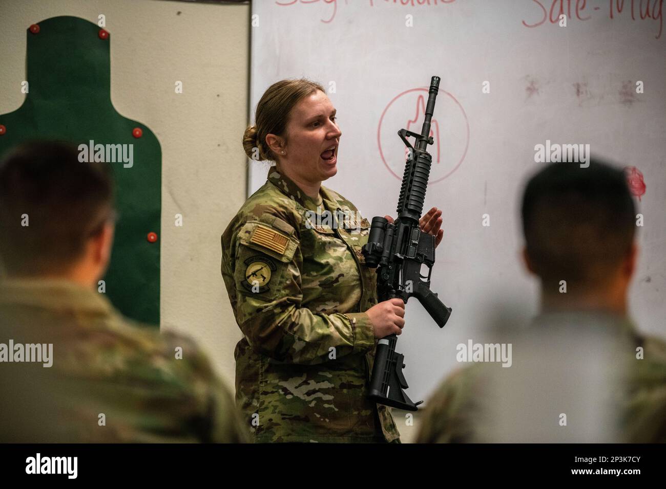 U.S. Air Force Staff Sgt. Sara Riddle, 60th Security Forces combat arms ...
