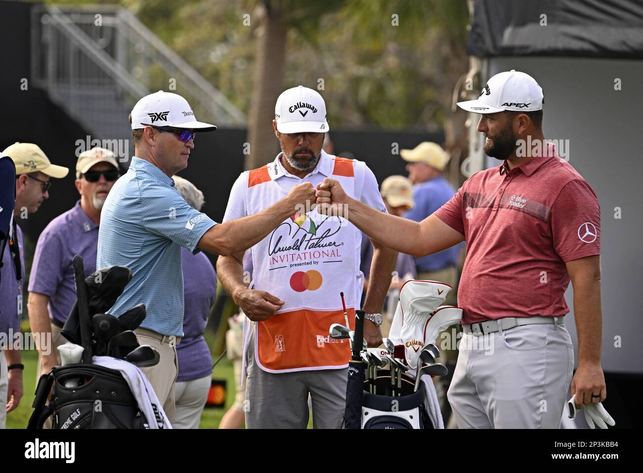 Orlando, United States. 05th Mar, 2023. Zach Johnson (L) fist bumps Jon ...