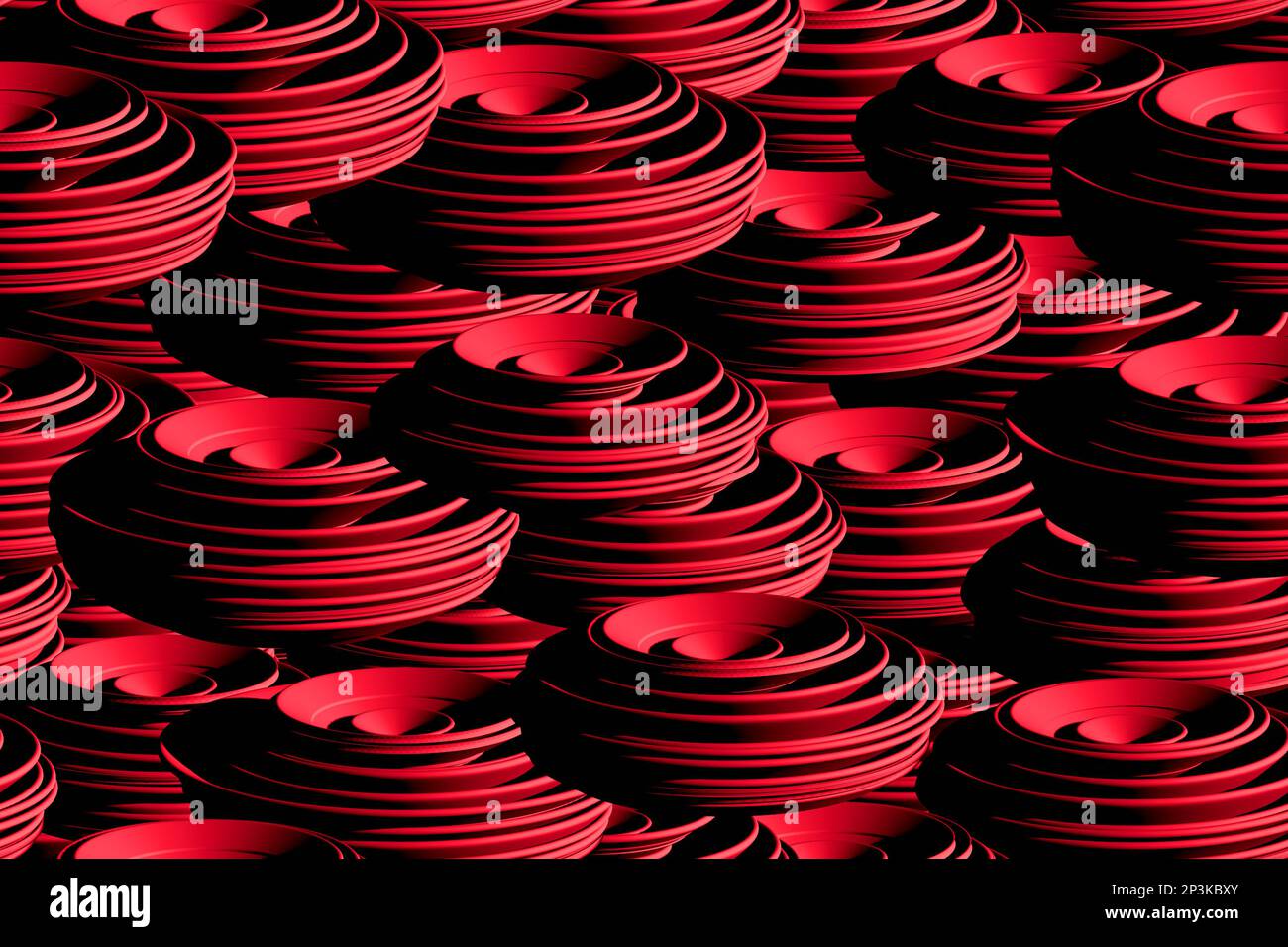Red Isometric Concentric Ring Seamless 3D Pattern Stock Photo - Alamy