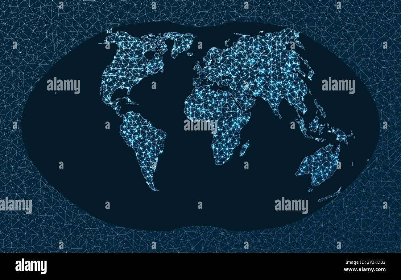 Abstract telecommunication world map. Ginzburg 4 projection. World ... Abstract telecommunication world map. Ginzburg 4 projection. World ...