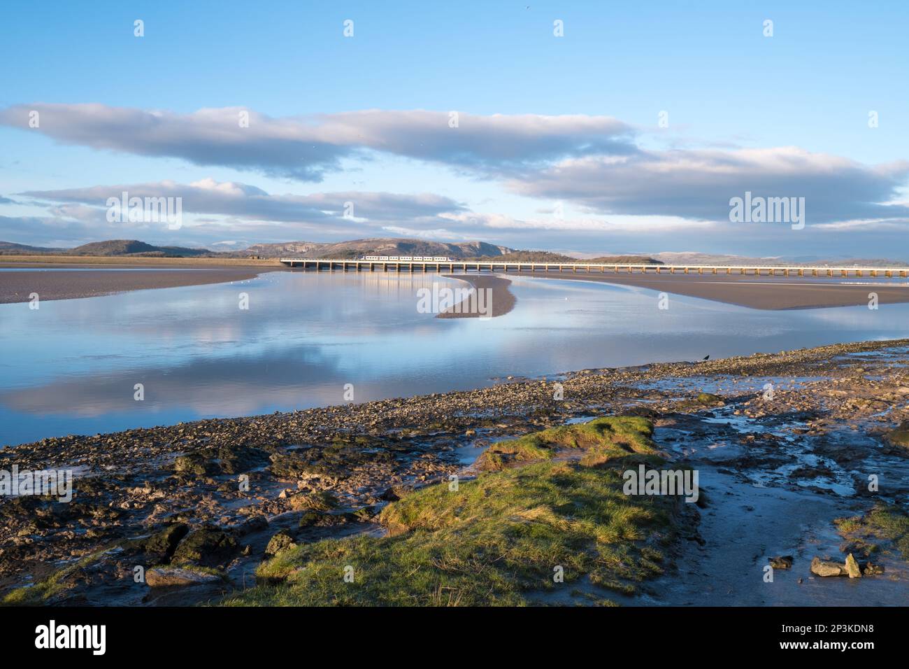 Train crossing Arnside viaduct Stock Photo - Alamy