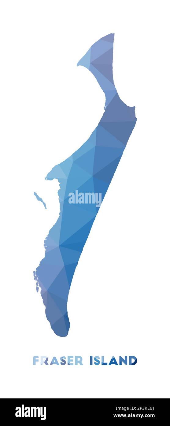 Low poly map of Fraser Island. Fraser Island polygonal map. Technology ...