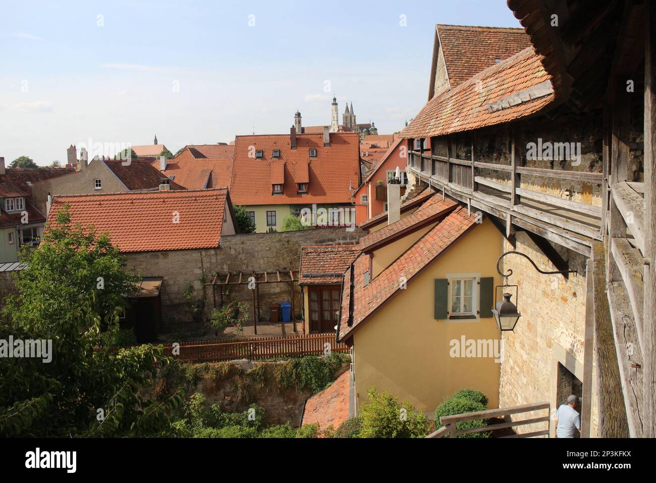 Old town and town wall in Rothenburg ob der Tauber, Germany Stock Photo ...