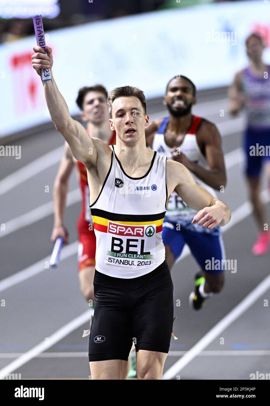 Belgian Julien Watrin celebrates as he crosses the finish line to win ...