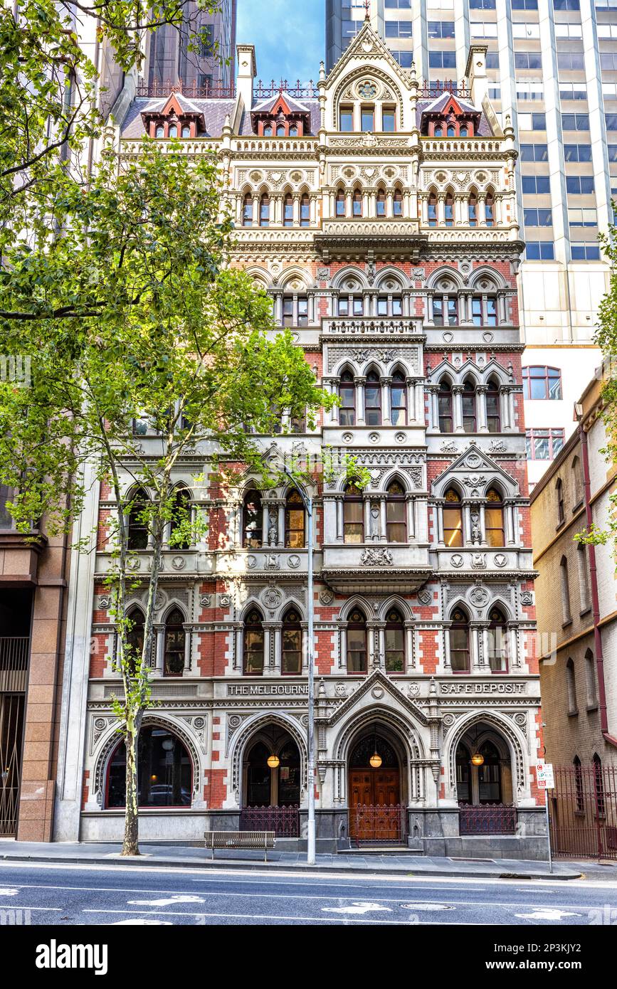 Ornate exterior of the Melbourne Safe Deposit building, designed by ...