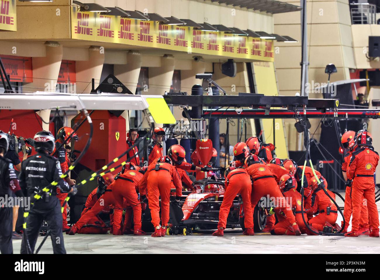 Charles Leclerc (MON) Ferrari SF-23 makes a pit stop. 05.03.2023 ...