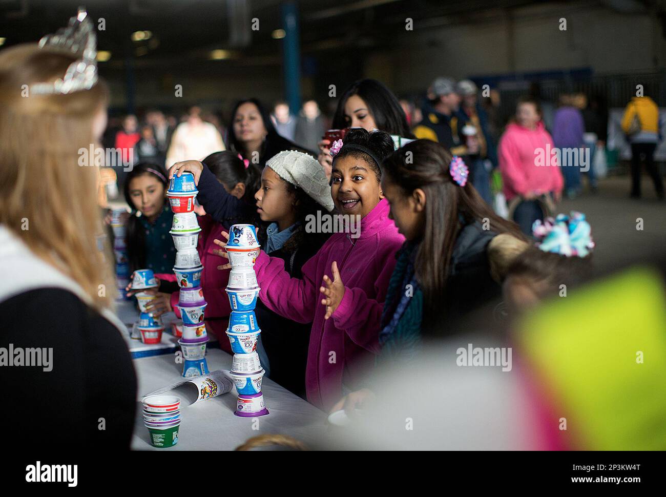 Xaiyana Gonzalez, 10, of Reading, reacts after stacking all her cups in ...