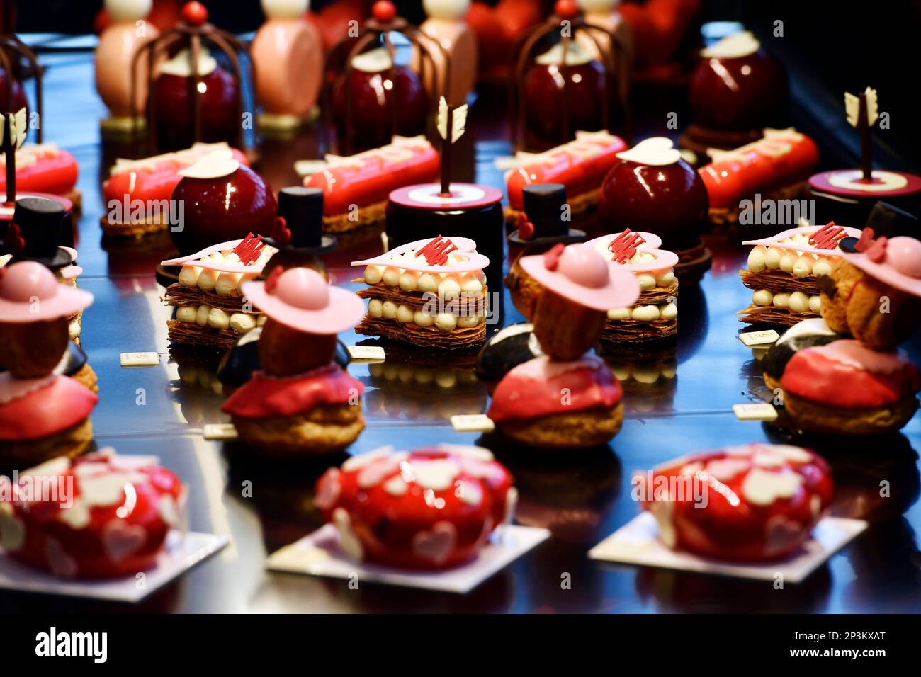 Pastries display in a bakery - France Stock Photo - Alamy