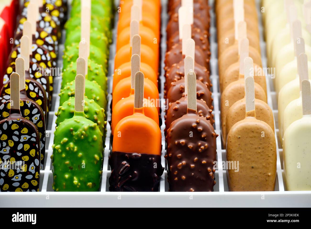 Ice-creams pop cicle display in a bakery - France Stock Photo - Alamy