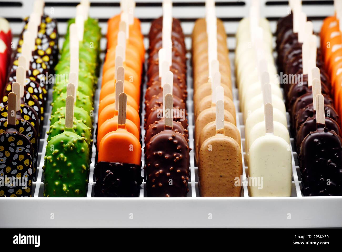 Ice-creams pop cicle display in a bakery - France Stock Photo - Alamy