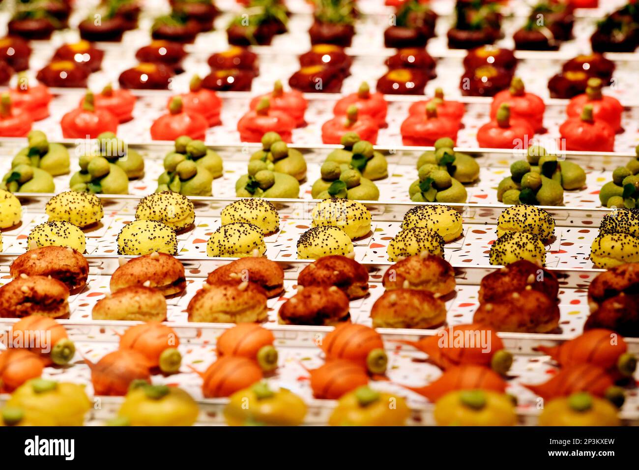 Pastries display in a bakery - France Stock Photo - Alamy