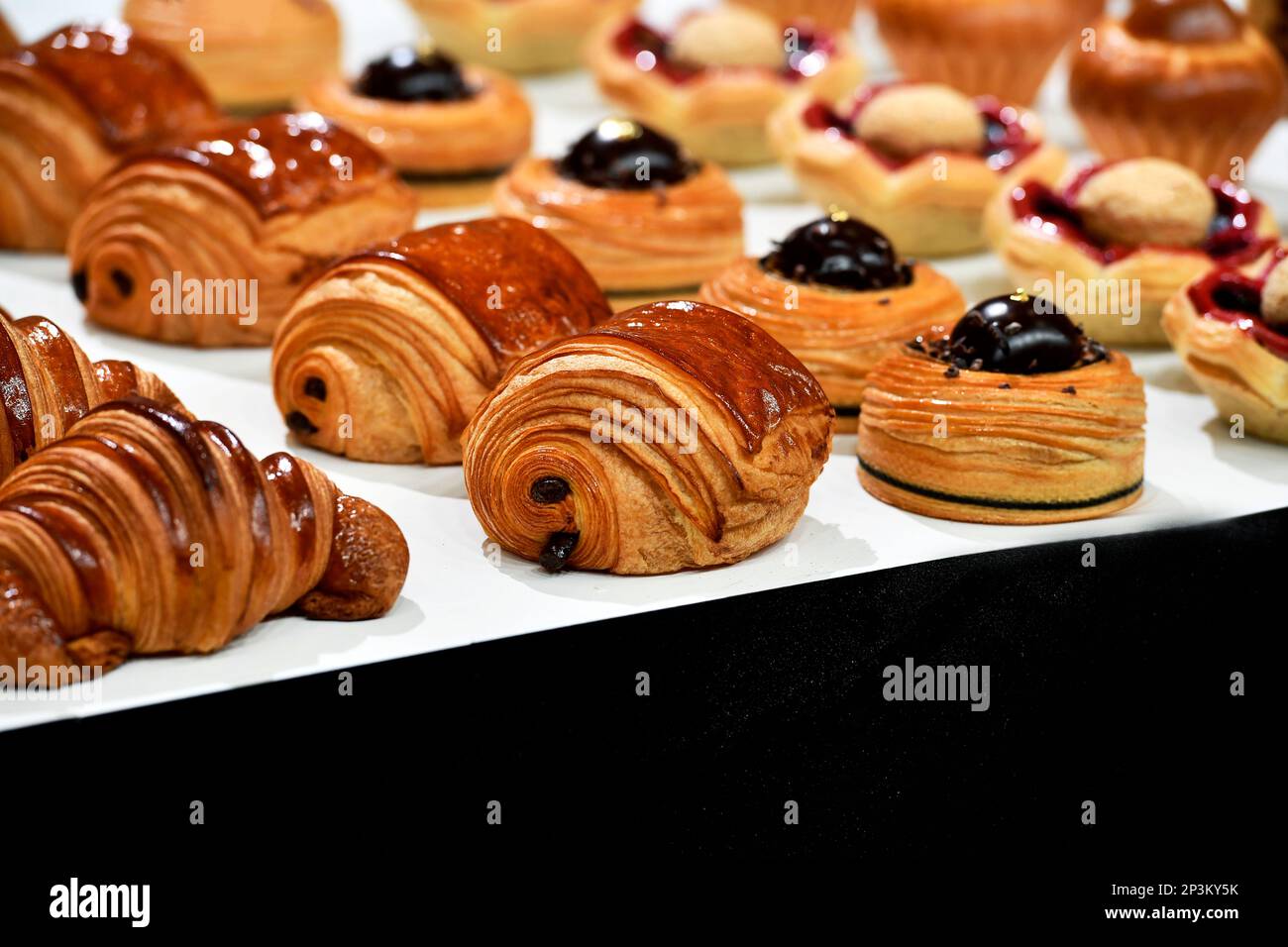 Viennoiseries in a bakery - France Stock Photo - Alamy