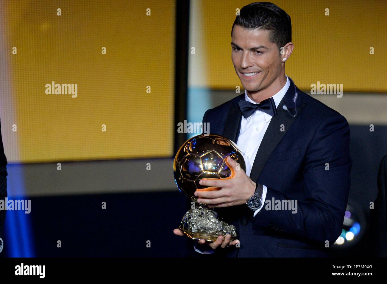 Cristiano Ronaldo of Portugal poses with the trophy after winning the ...