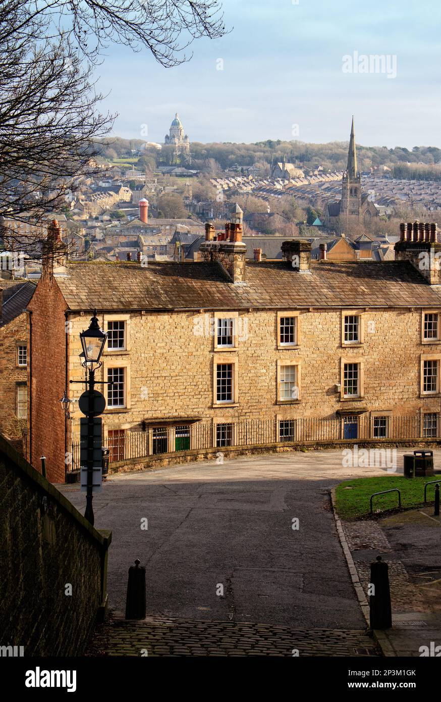 The townscape of Lancaster, viewed from the priory grounds Stock Photo ...