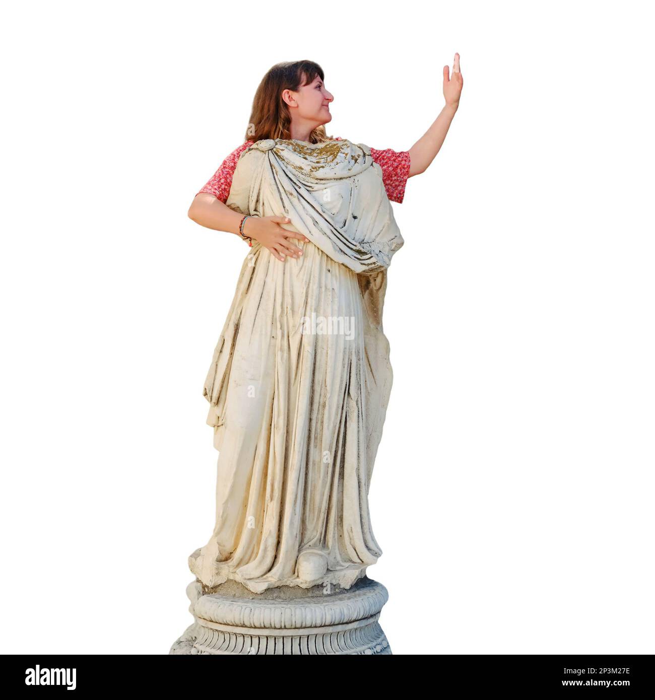 woman shows hand gesture as philosophers in ancient Greece, isolated on ...