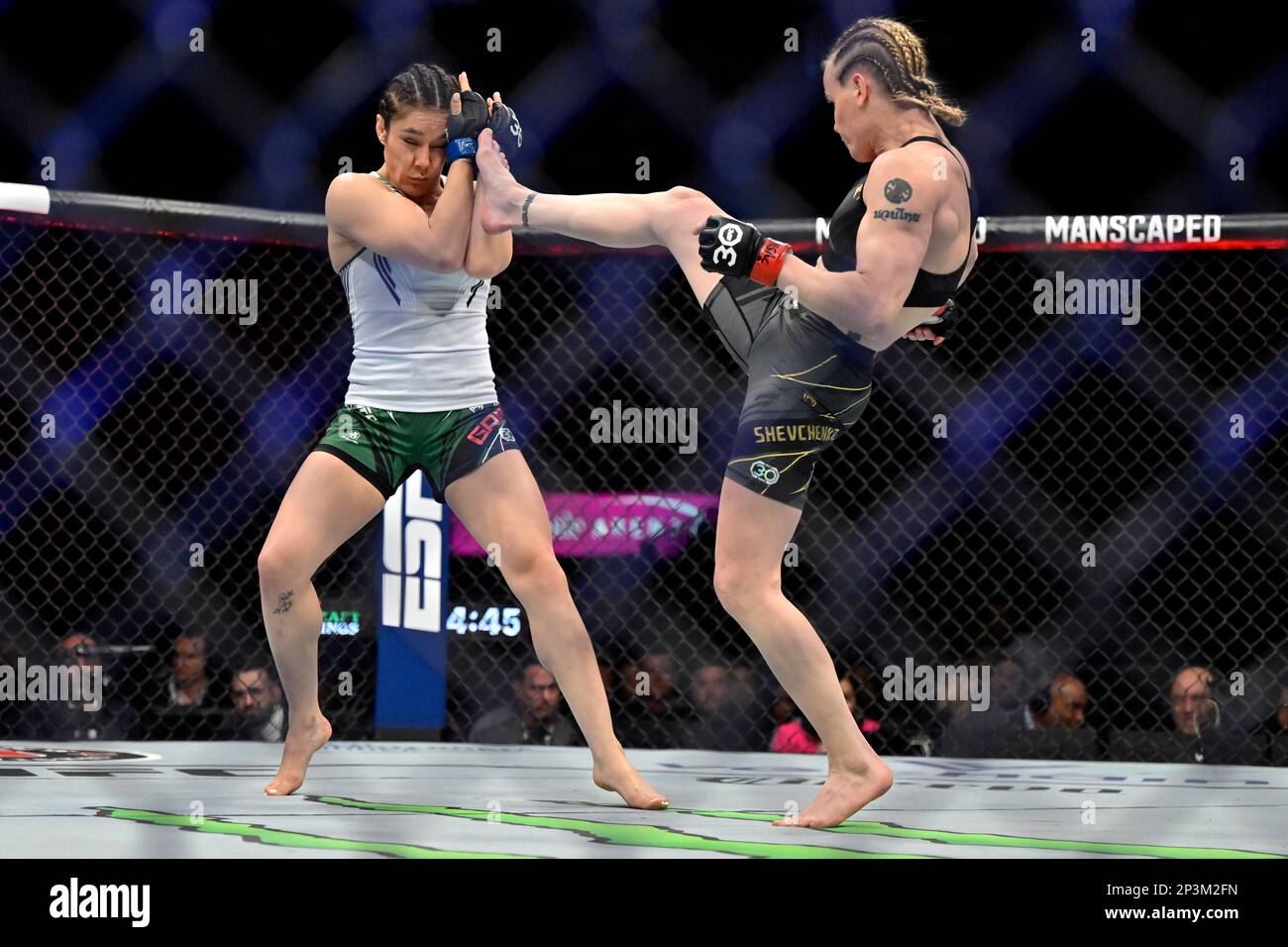 Alexa Grasso, left, and Valentina Shevchenko battle in a UFC 285 mixed ...