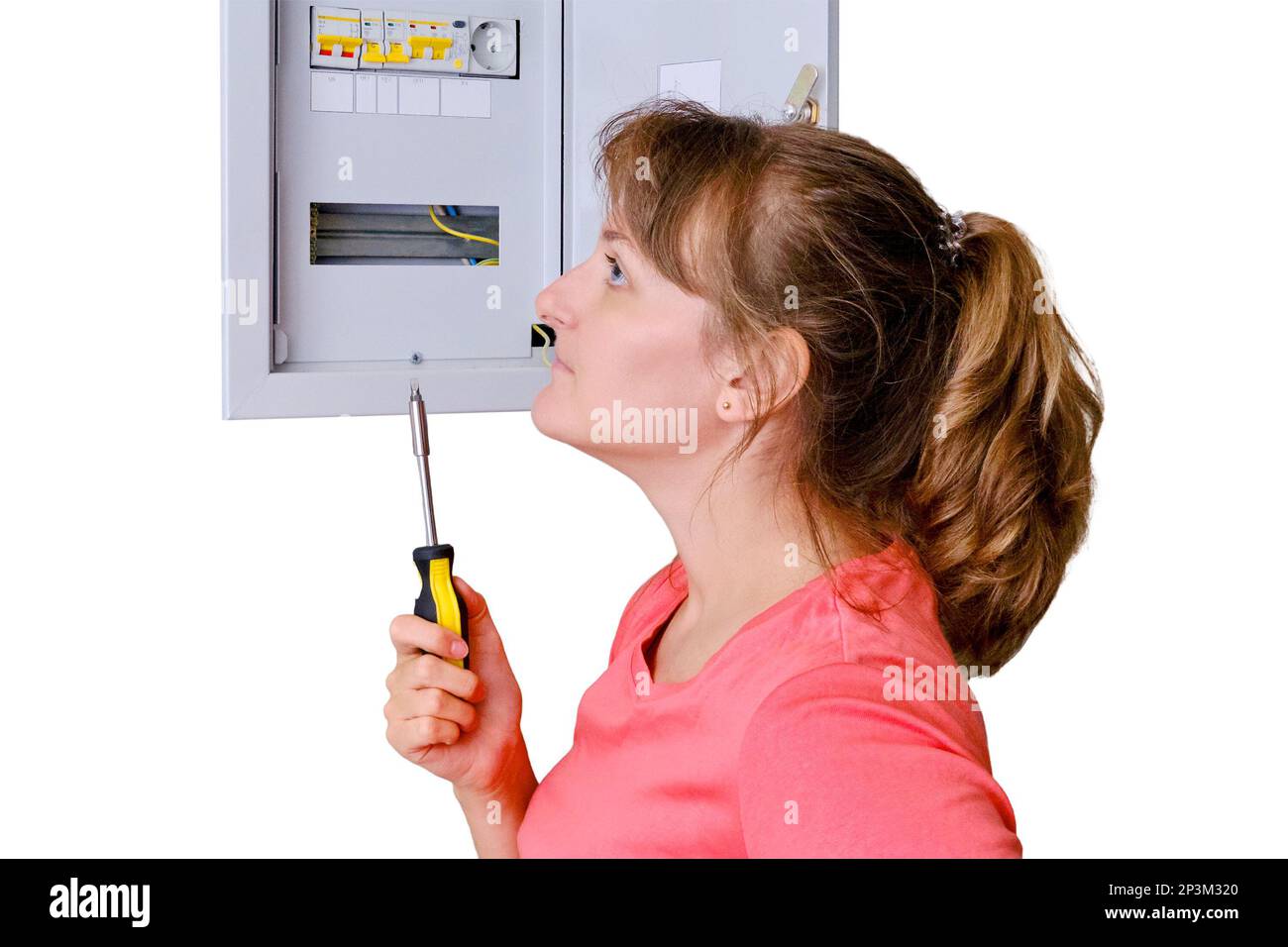 Problems with electricity in the new house, isolated on a white ...