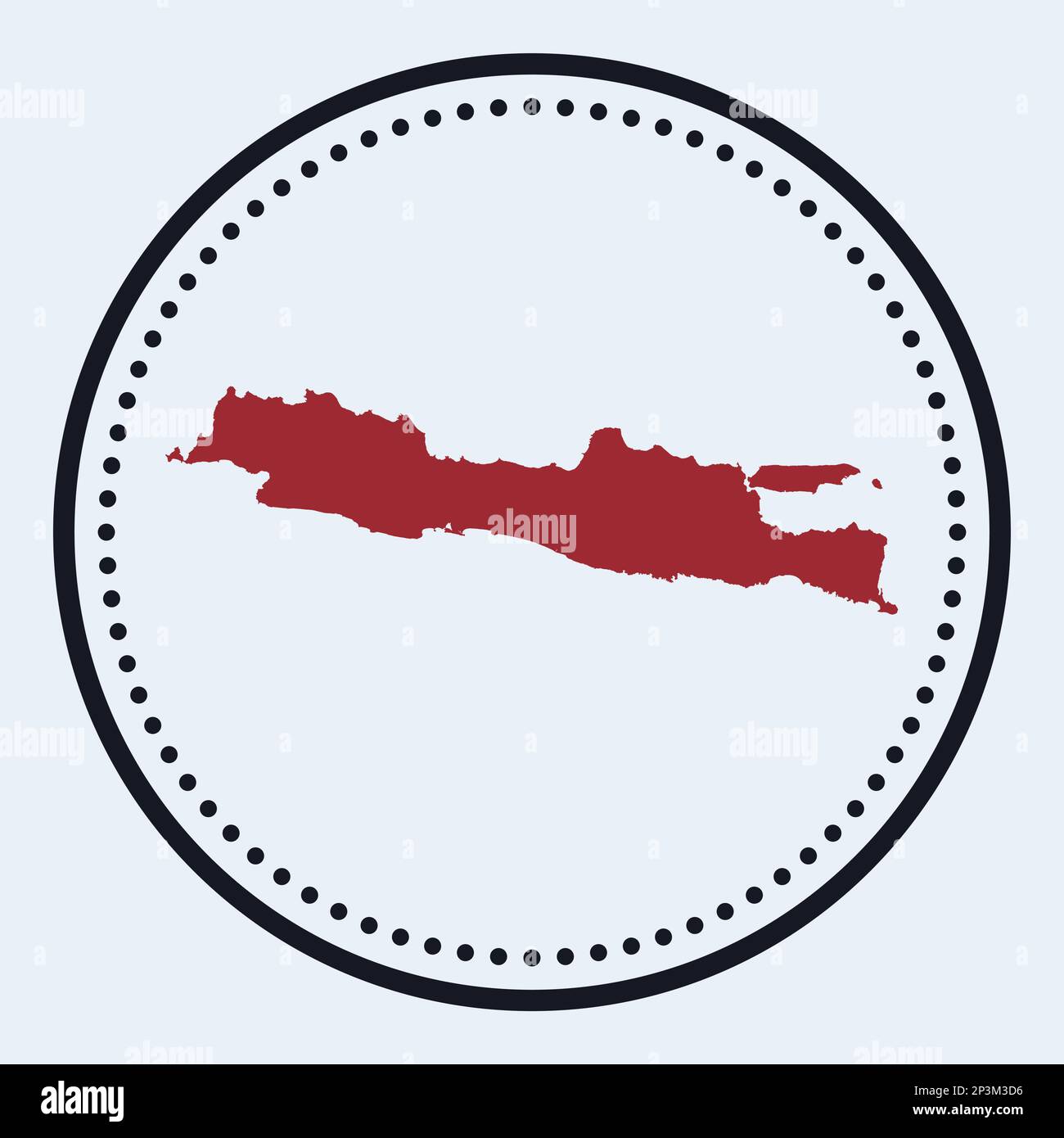 Java round stamp. Round logo with island map and title. Stylish minimal ...