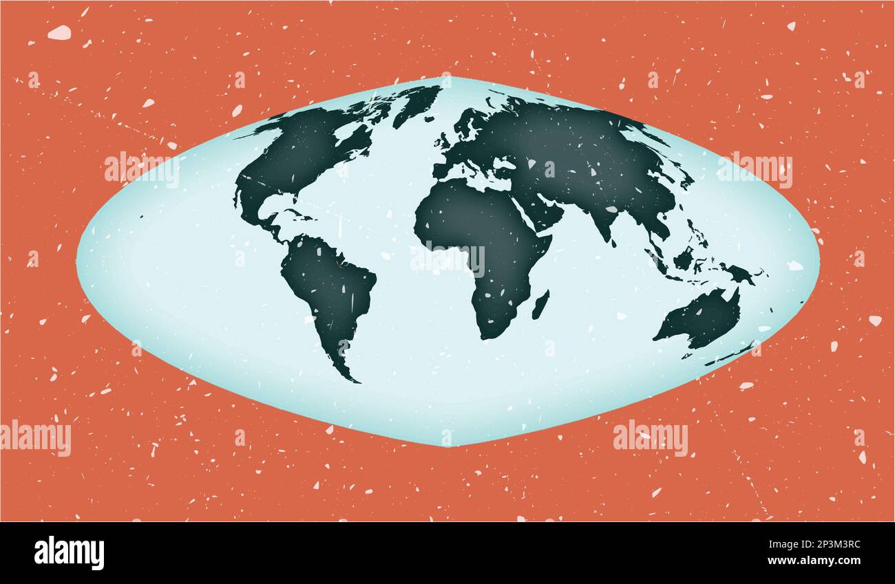 World Map Poster. Boggs eumorphic projection. Vintage World shape with ...