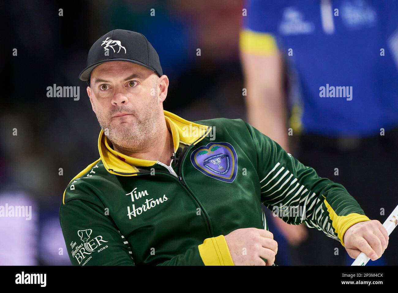 Northern Ontario third Darren Moulding reacts to his shot during his ...