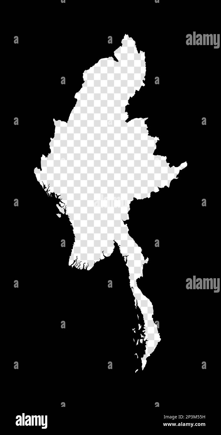 Stencil map of Myanmar. Simple and minimal transparent map of Myanmar ...