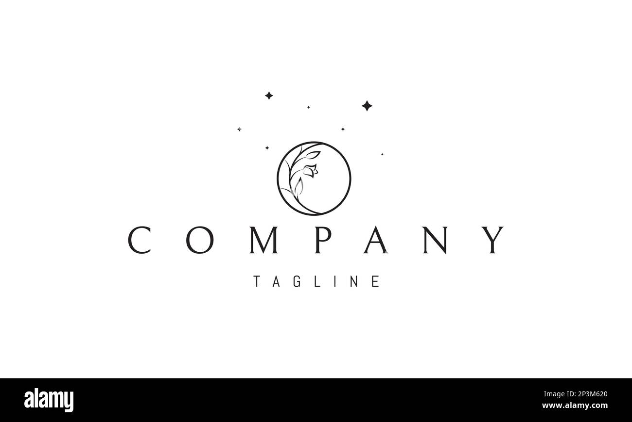 Vector logo on which an abstract image of the moon with a rose inside ...