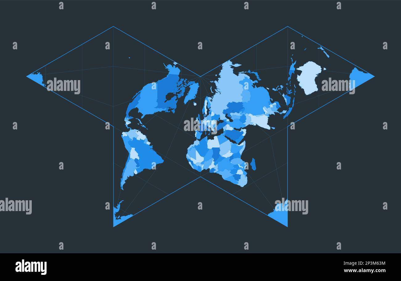World Map. Collignon butterfly projection. Futuristic world ...