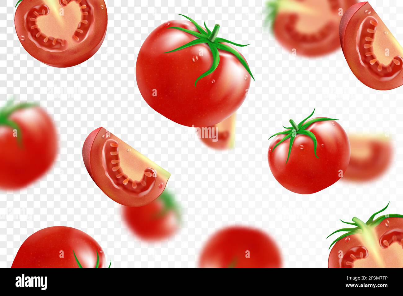 Tomato background. Falling fresh ripe tomatoes, isolated on transparent ...