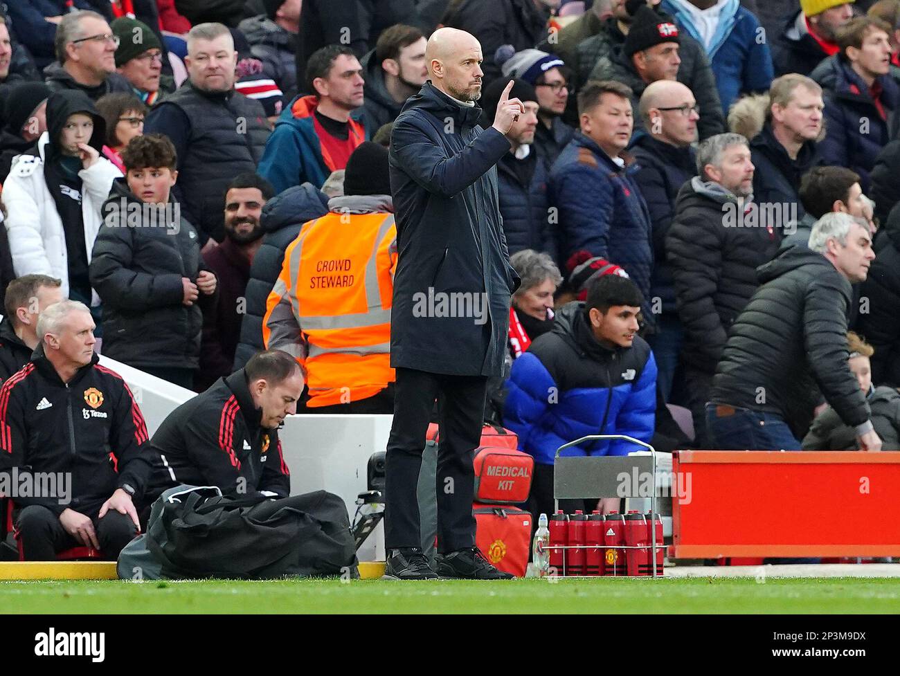 Manchester United manager Erik ten Hag reacts to a decision by referee ...