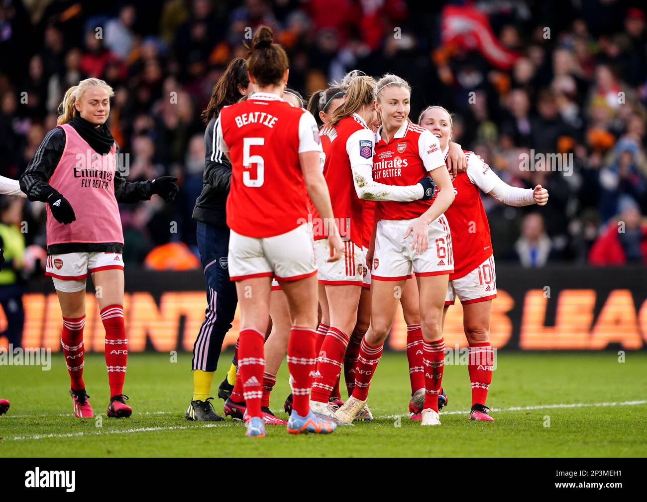 Arsenal's Leah Williamson celebrates with her team-mates after winning ...