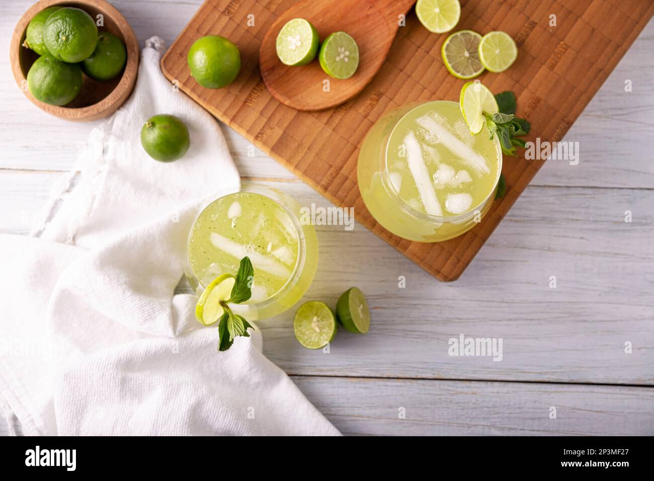 Homemade lemonade with organic lemons and mint, a popular refreshing ...
