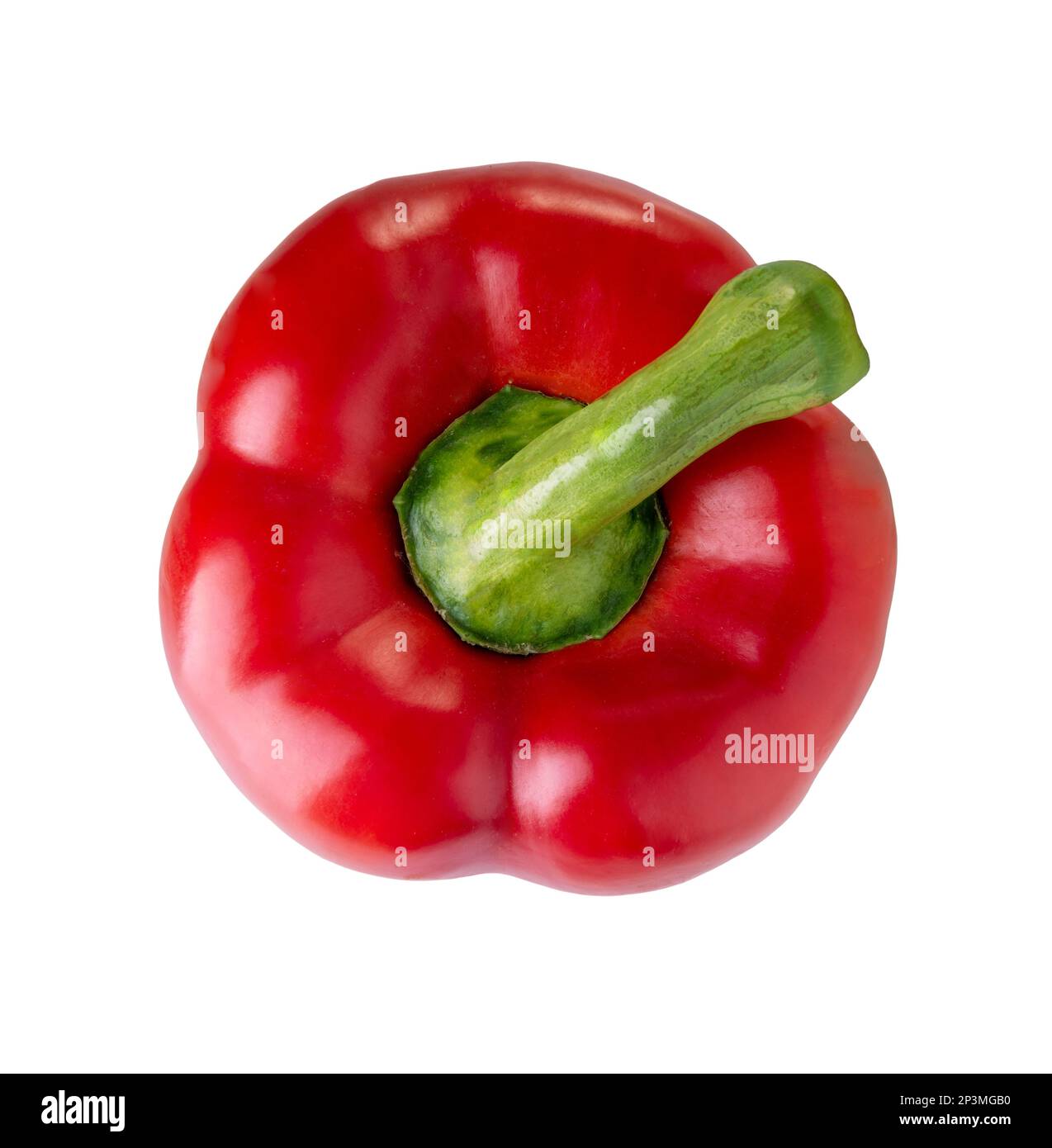Red pepper top view isolated on white with clipping path included, bell ...