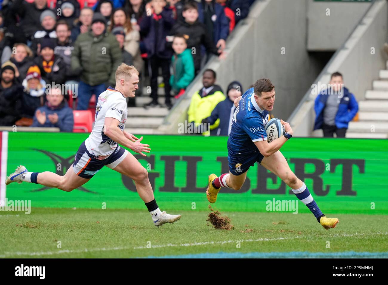Eccles, UK. 05th Mar, 2023. Sam James #13 of Sale Sharks beats Aled ...