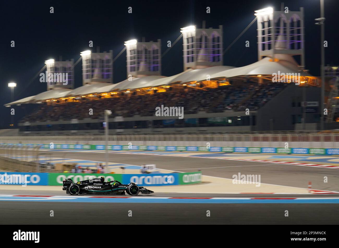 Mercedes' Lewis Hamiltonduring the Bahrain Grand Prix at the Bahrain ...