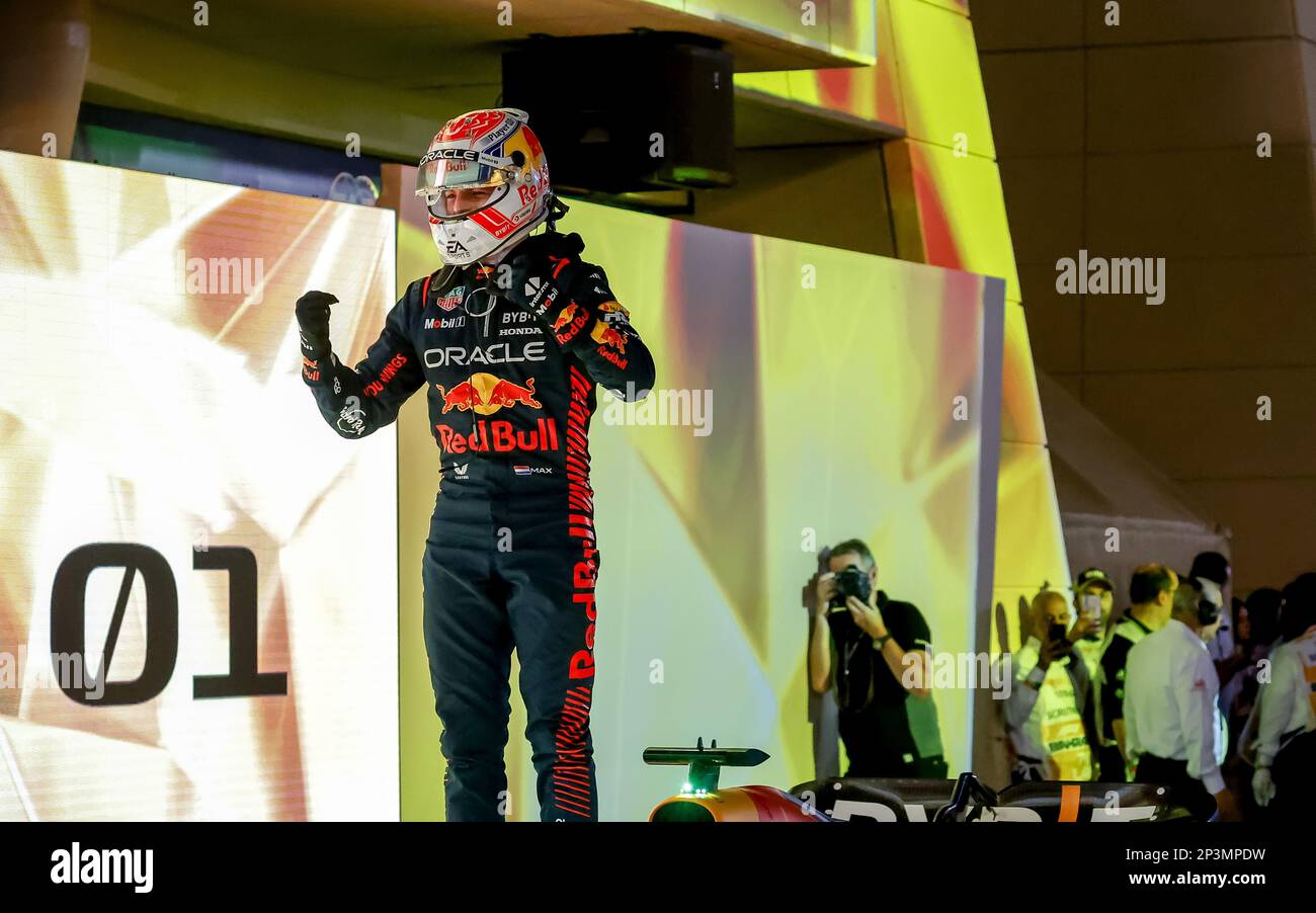 BAHRAIN - Max Verstappen (Red Bull Racing) celebrates victory at the ...