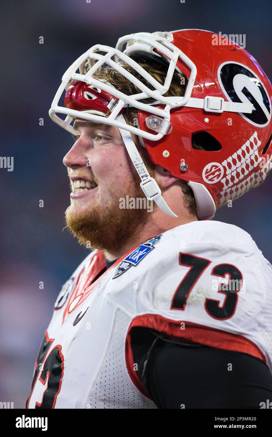 Greg Pyke (73) of the Georgia Bulldogs prior to the start of the second ...