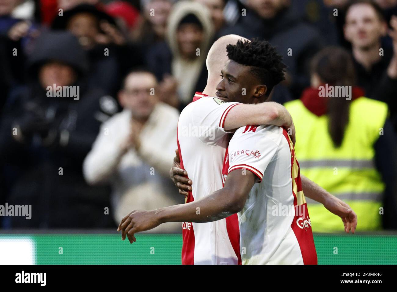 AMSTERDAM - (lr) Davy Klaassen of Ajax, Mohammed Kudus of Ajax celebrate the 1-0 during the ...