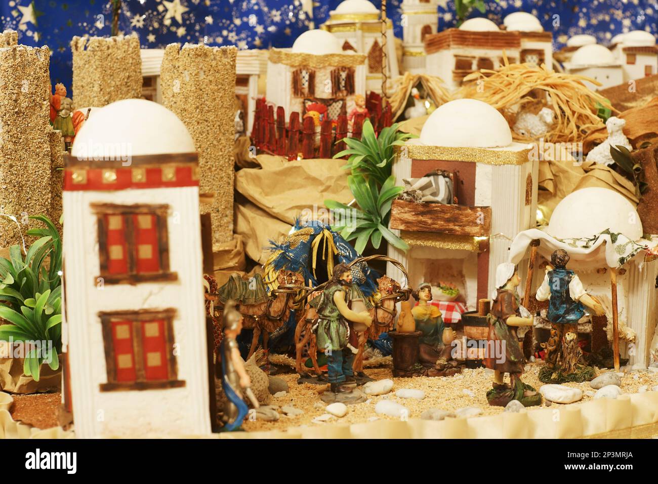 Arab style nativity scene - small shop Stock Photo - Alamy