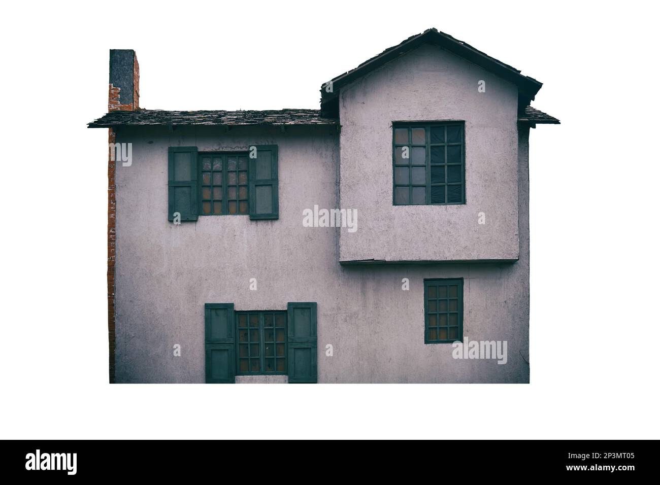 An old two story house with a chimney in the style of retro american ...
