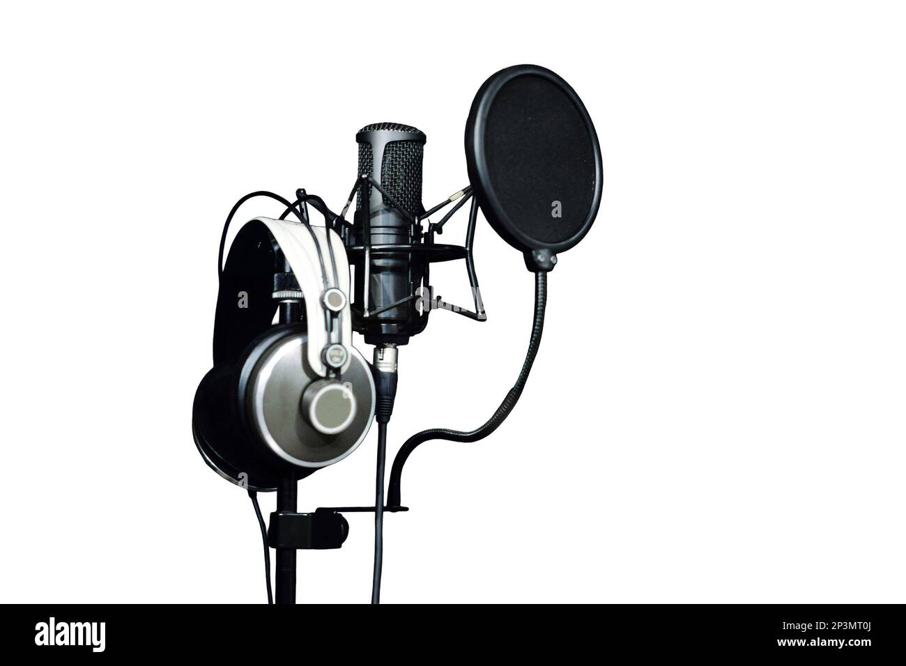 Microphone close - up on the background of a professional recording ...