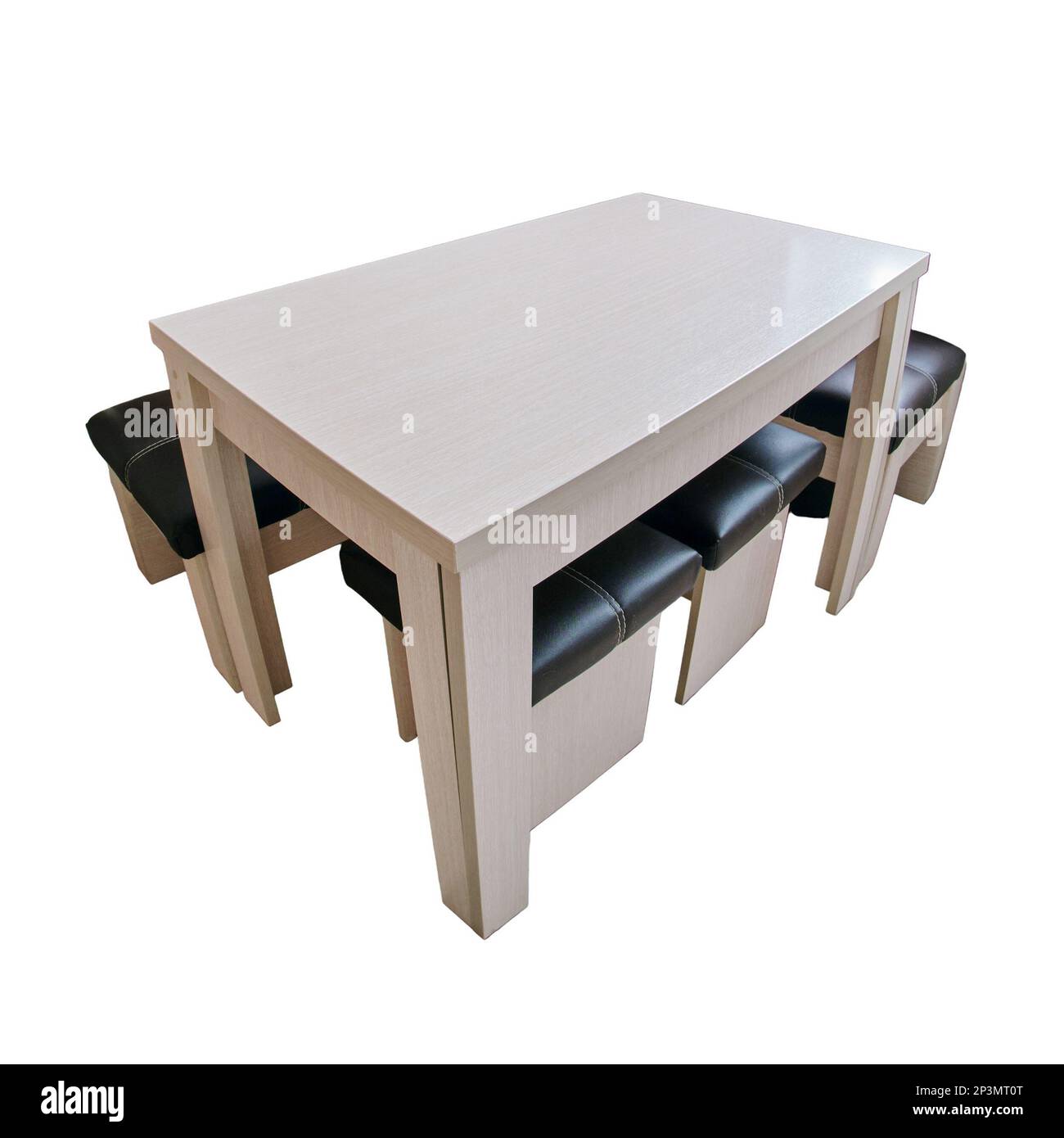 Kitchen corner with a table with a sofa and stools, fisheye, isolated ...