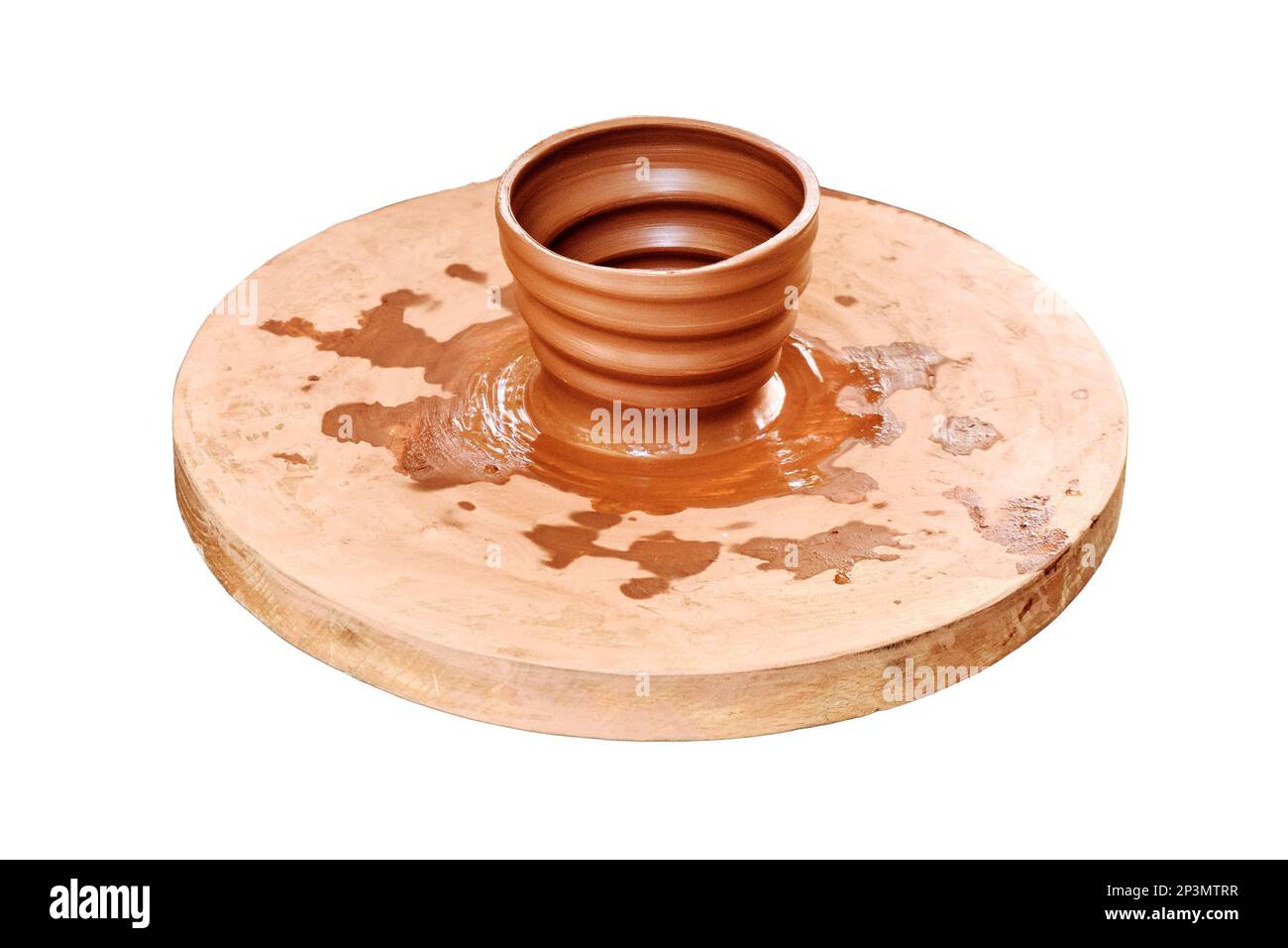 Lifestyle the process of creating pottery, isolated on a white ...