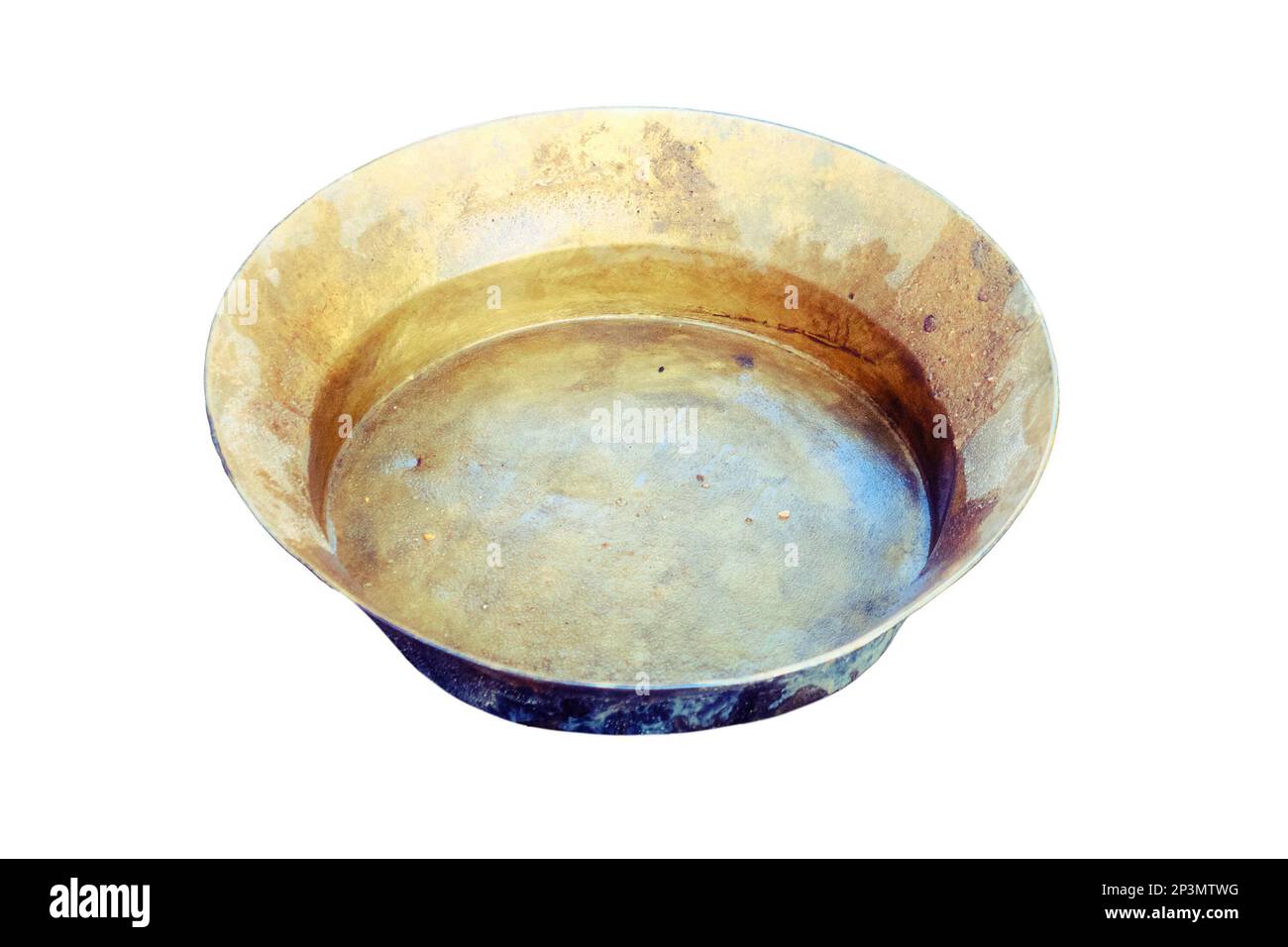 Washing of gold in tray by American settlers in the wild West, isolated ...