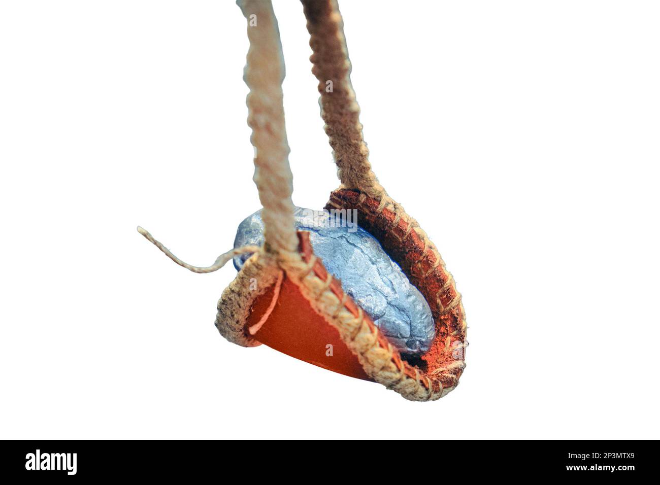 Roman slingshot of leather Vintage weapons for throwing metal shells ...